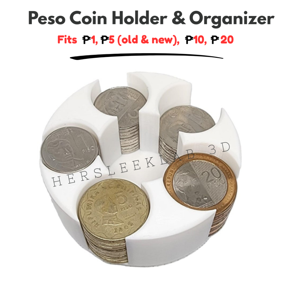 HERSLEEKLAB 3D Philippine Peso Coin Sorter - 1,5, 10 & 20 Peso ...