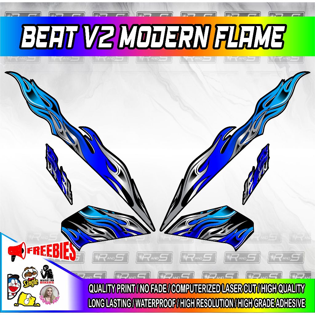 BEAT V2 MODERN FLAME DECALS HD PRINT ( MORE COLORS AVAILABLE ) | Shopee ...