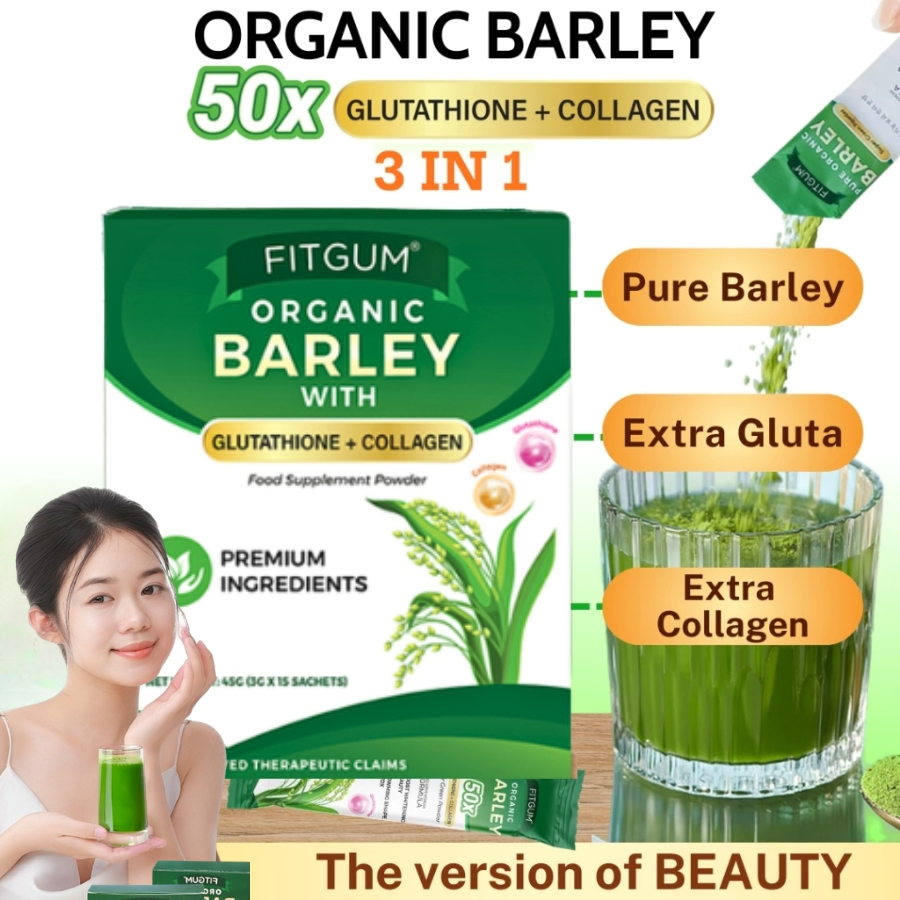Fitgum Organic Barley 50X Glutathione Collagen Brighten Skin Weight ...