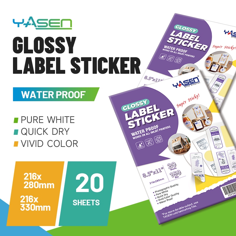 Yasen Label Sticker Glossy High Viscosity Sticker Paper 150gsm Label ...