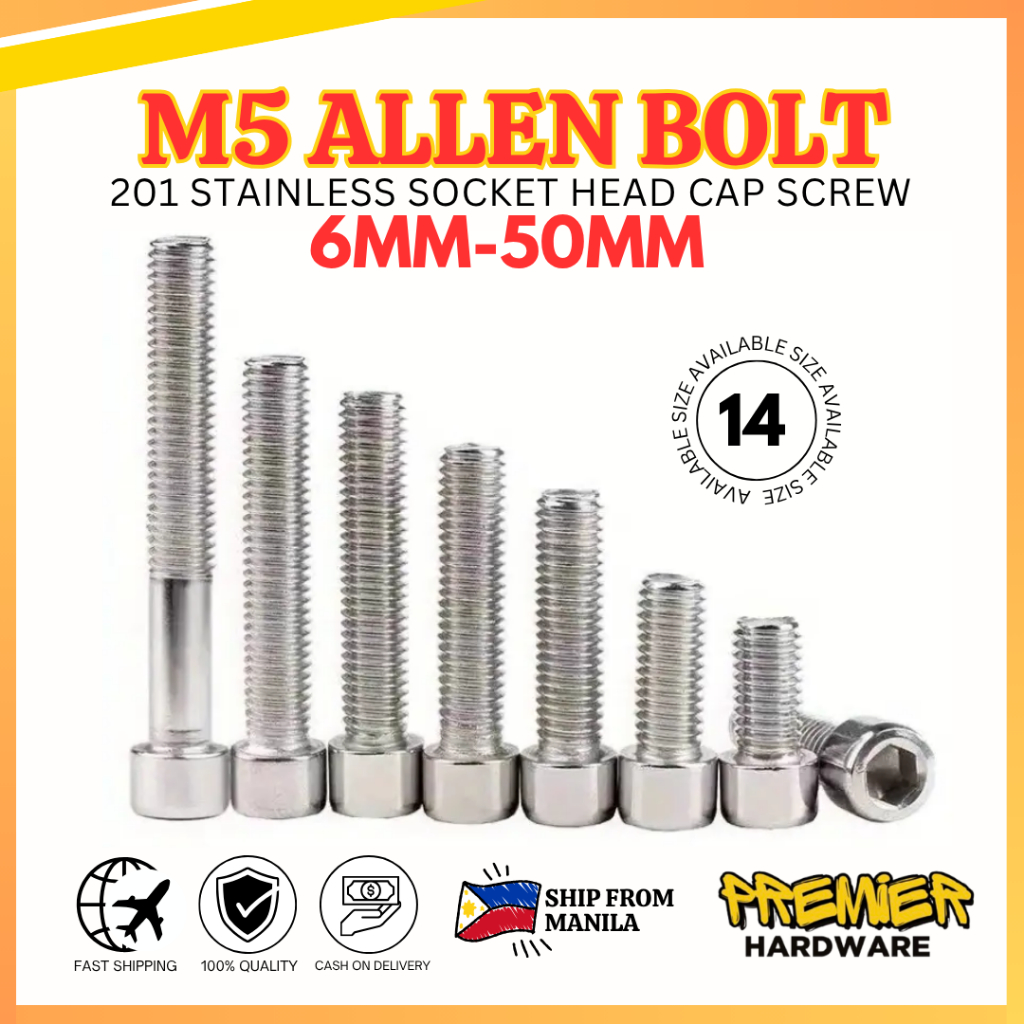 M5 Allen Bolt 201 Stainless Socket Head Cap Screw for Plaka Bolt ...