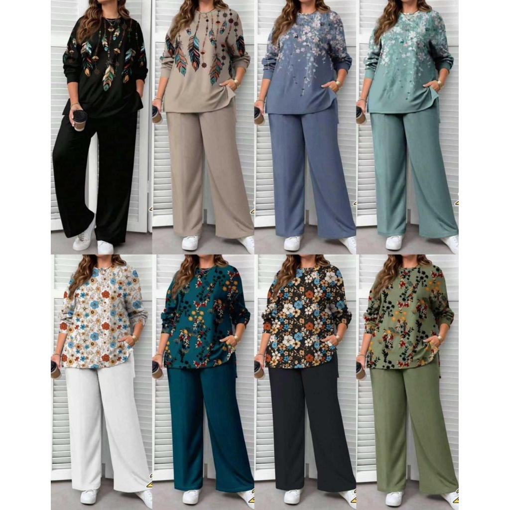 2081/2082/2080 ASY CASUAL LONGSLEEVE LOOSE TERNO PANTS (FIT TO XL) | Shopee Philippines