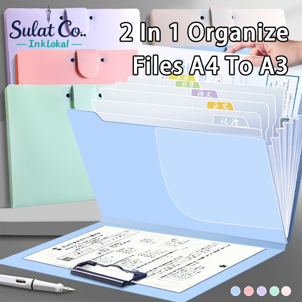 【Sulat Co..】 2IN1 Short/A4/Long Expanding File Folder With Clipboard ...