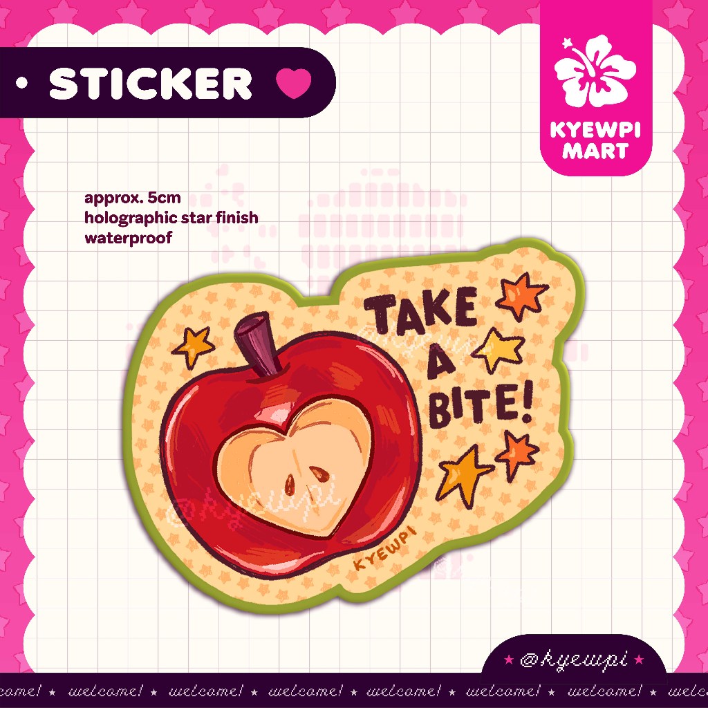 'Take A Bite!' Apple Beabadoobee Song Waterproof Vinyl Sticker by ...