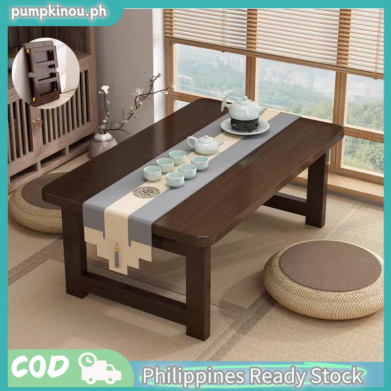 COD⚡Bay Window Table Foldable Wood Study Table Bedside Dask Tatami ...