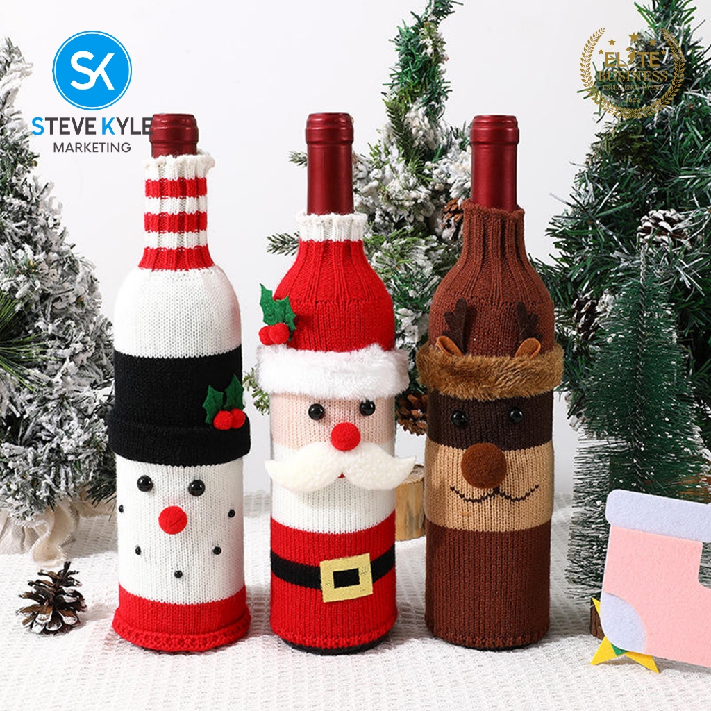 Steve Kyle Champagne Wine Knitted Fabric Bottle Cover Red White Brown ...