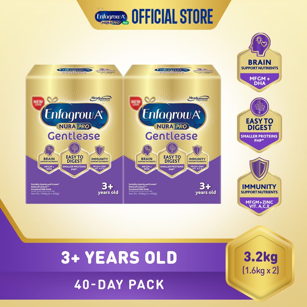 Enfagrow A+ Nurapro Gentlease 3+ 3.2kg (1.6kg x 2) Powdered Milk Drink for Kids Above 3 Years ...