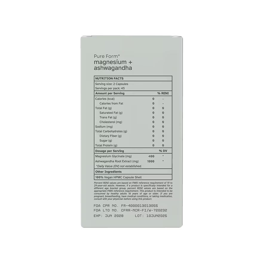 PURE FORM Magnesium + Ashwagandha Capsule | Shopee Philippines