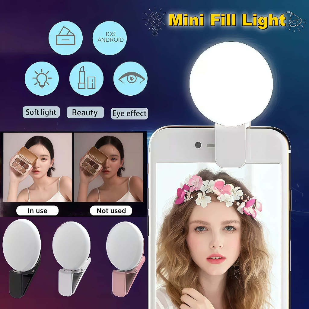 Mini Fill Light Selfie Ring Light For Iphone Portable Clip-on Selfie ...