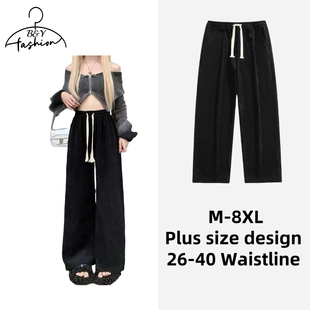 B&Y fashion Women‘s Plus sizes Corduroy High waist M-8XL Drawstring ...