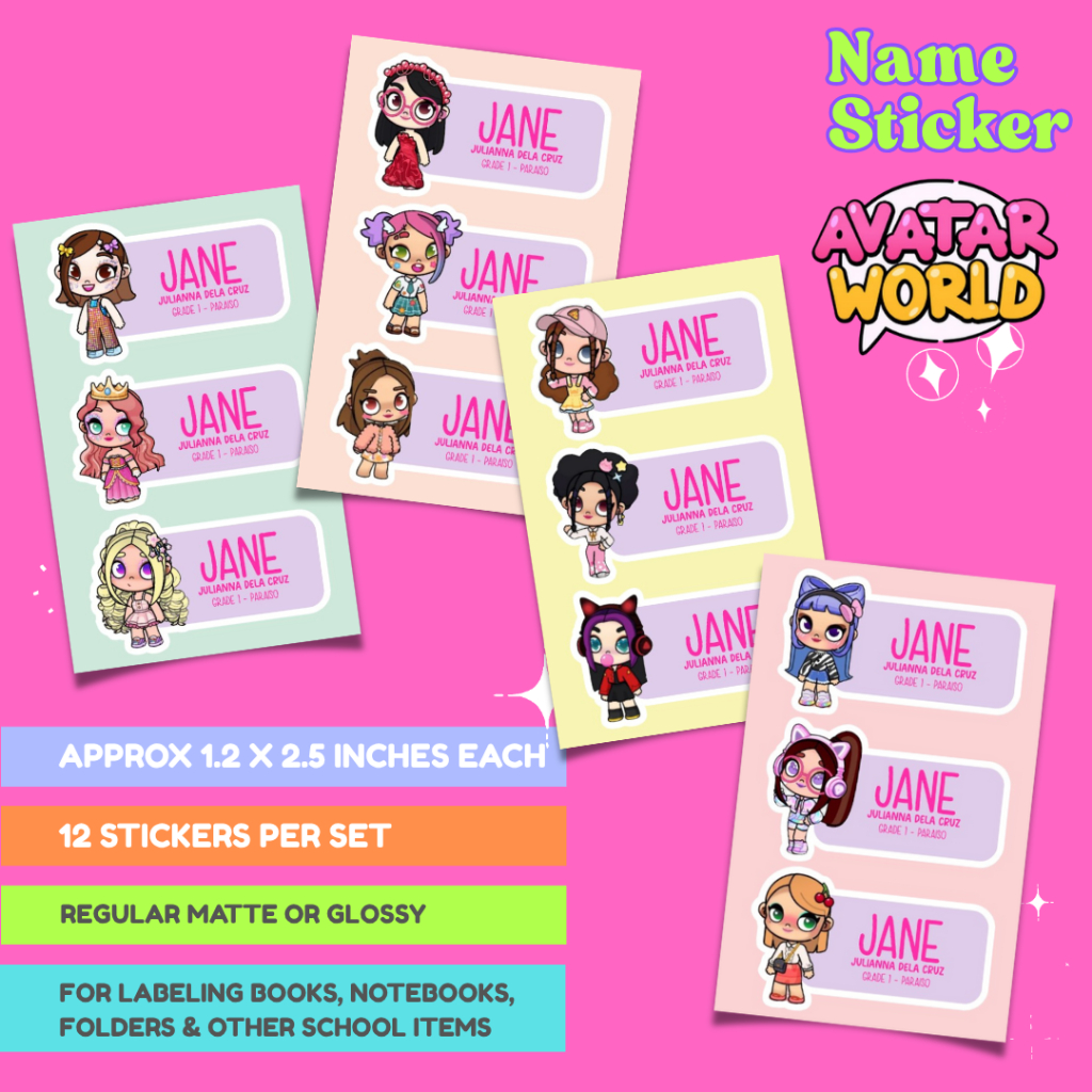PERSONALIZED NAME STICKERS – CUTE AVATAR PLAY WORLD EDITION | STICKER ...