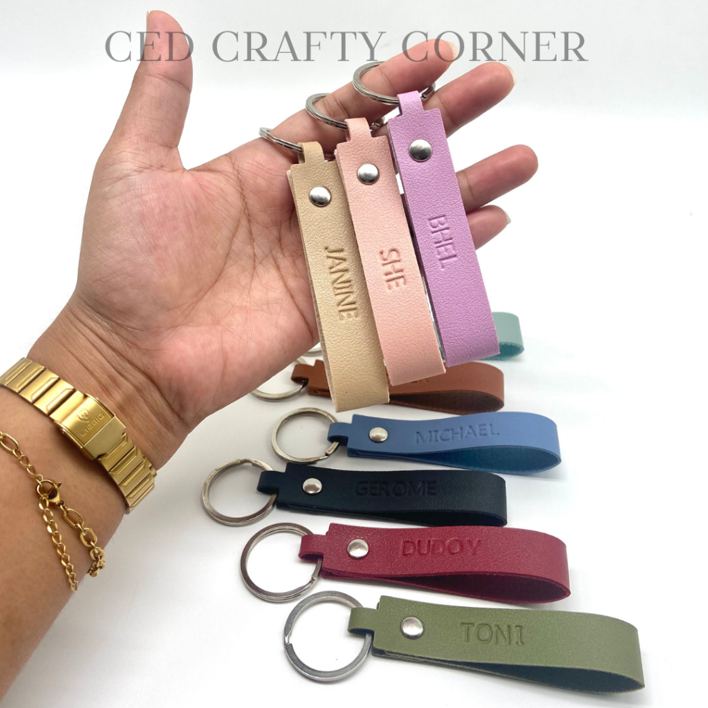 PERSONALIZED LEATHER KEY CHAIN FREE NAME [SILVER KEYCHAIN RING ...