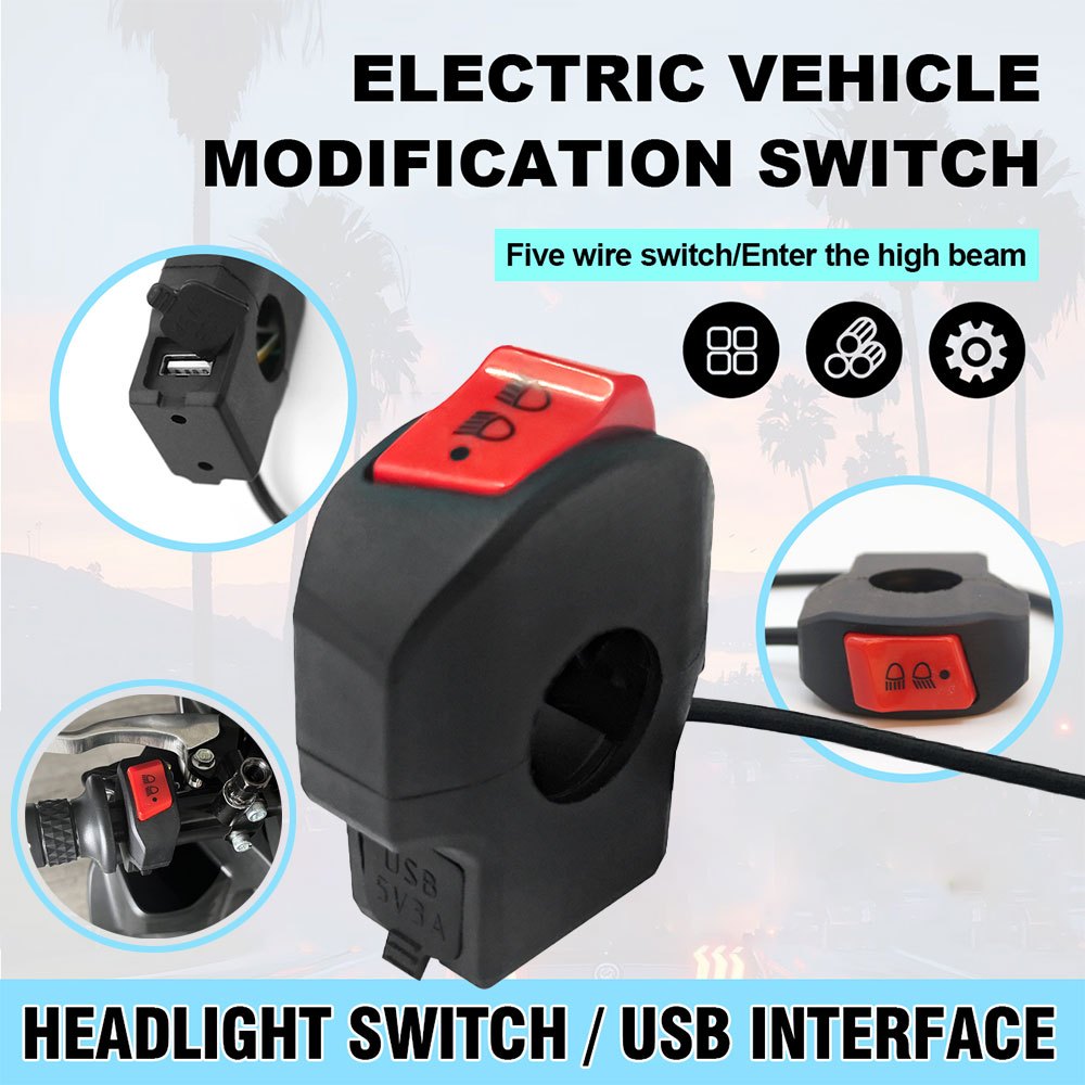 Motorcycle Mini Driving Light Switch Mirror Mount 5 Way Right/Left with ...