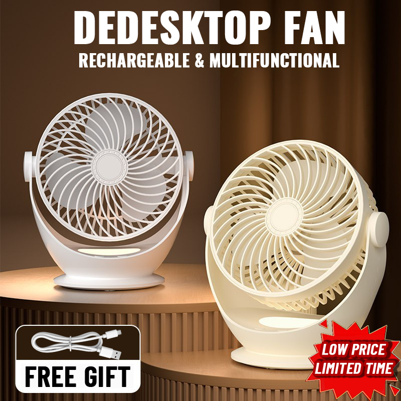Desk Fan clip electric with stand USB rechargeable warm light portable ...