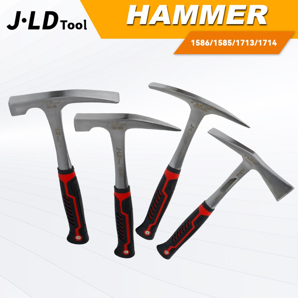 JLD Heavy Duty Stainless Steel Rock Hammer with Tpr Adhesive Anti-slip ...