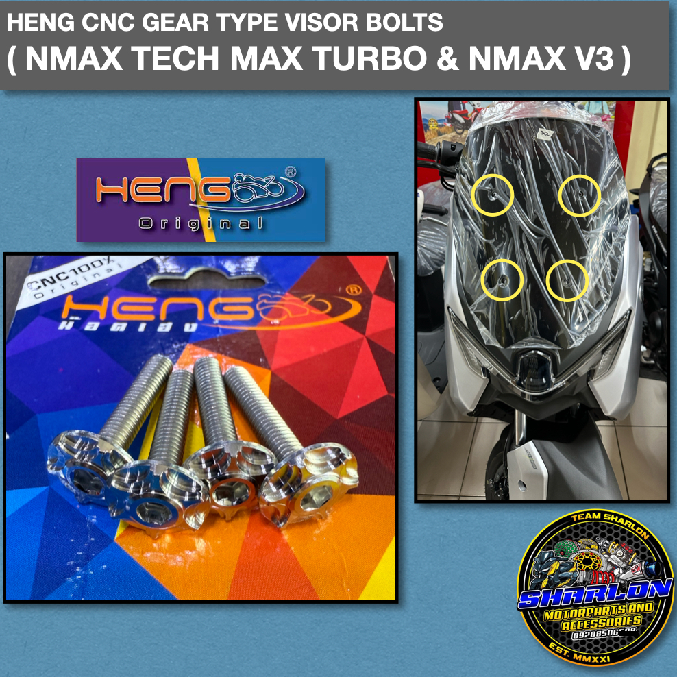 HENG Original CNC Gear Type Visor Bolts for YAMAHA NMAX TECH MAX TURBO ...