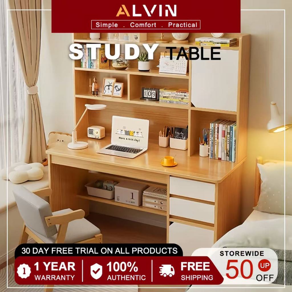 ALVIN Computer Desk Home Writing Office Small Bookshelf Combination A ...
