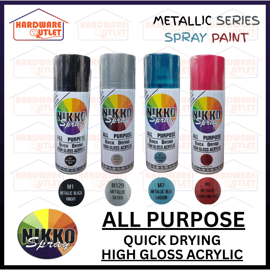 Nikko Metallic Finish Spray Paint Metallic Black Knight, Blue Lagoon ...