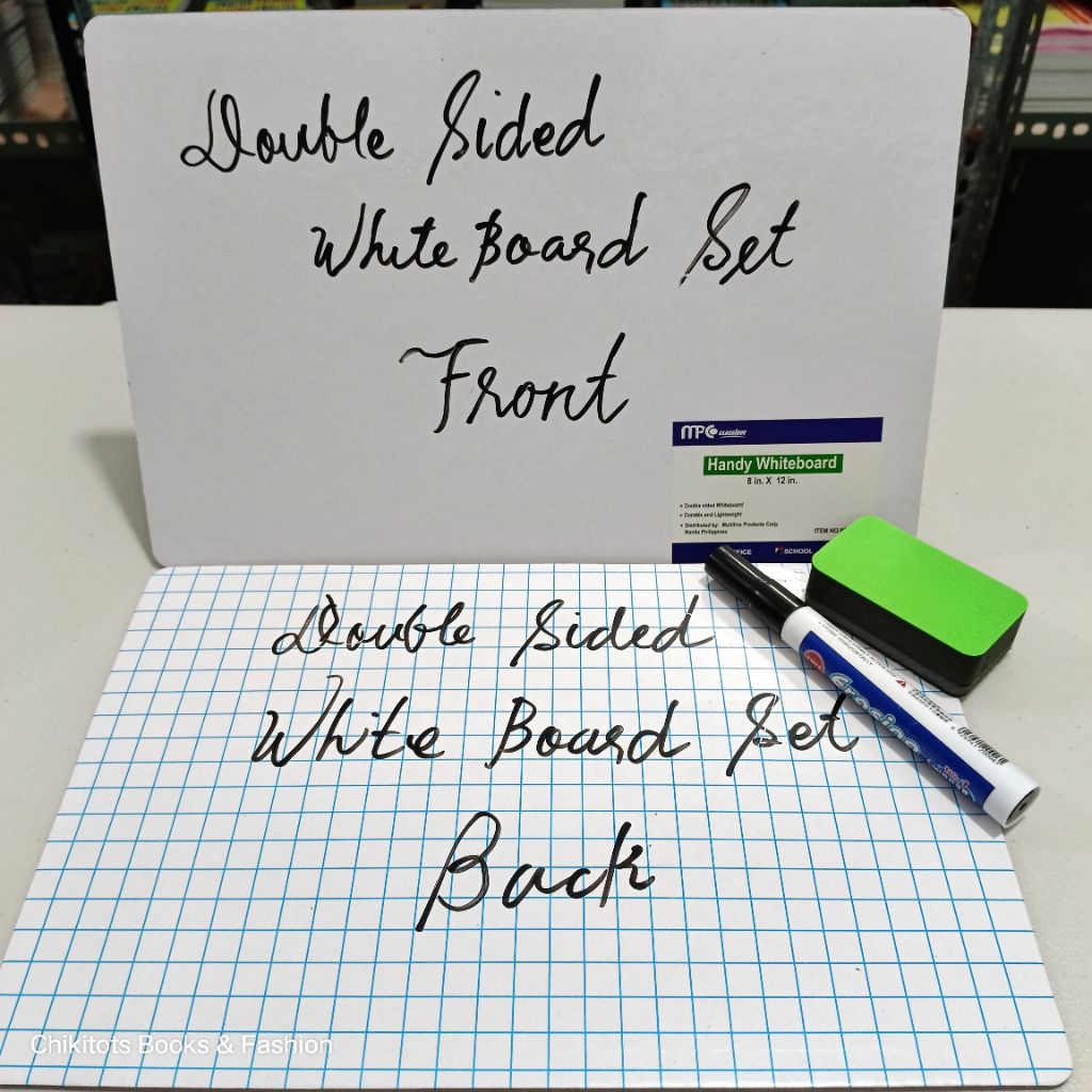 Handy WhiteBoard Double Sided Set 8.5 x 12" With Eraser and Marker ...