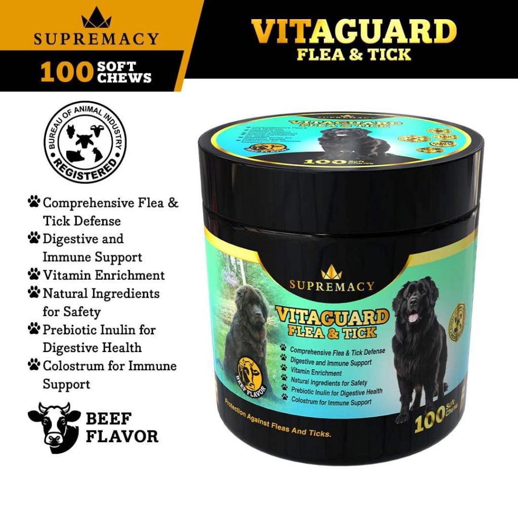 Supremacy Vita Guard Dog Vitamins Flea & Tick Support Prebiotics Beef ...