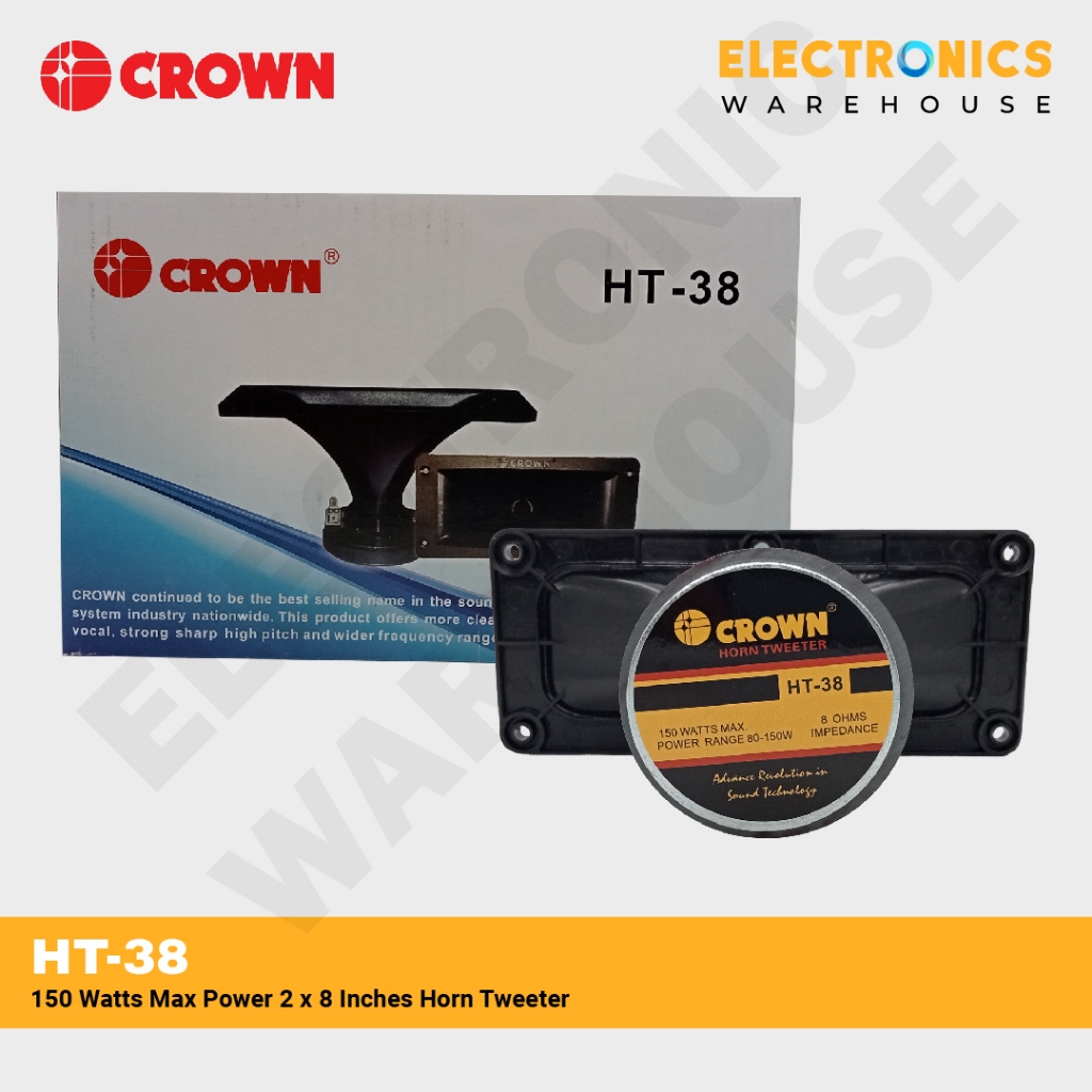 CROWN HT-38, 150 Watts Max Power 7.5 x 3.5 Inches Horn Tweeter | Shopee ...