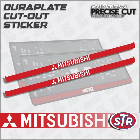 MITSUBISHI Sticker for Car Plate Cover / Duraplate (2pcs) Cut-out ...