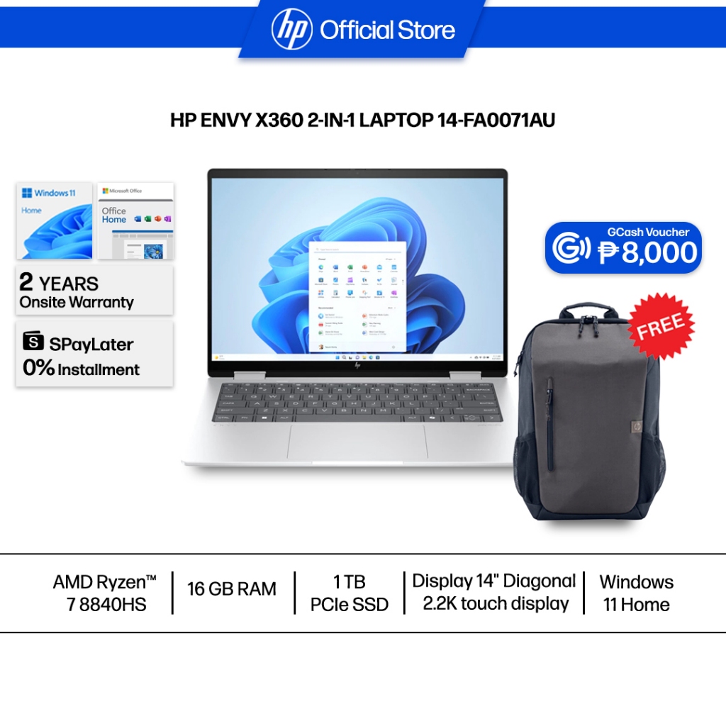 HP Laptop Envy X360 Touch Ryzen 5/7 8th Gen 16GB LDDR5 512GB SSD FREE ...