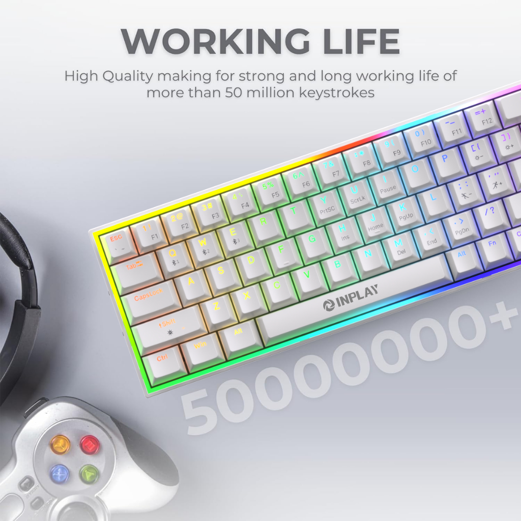 INPLAY Wired Mechanical Keyboard RGB With Blue Switch 68 Key Gaming ...