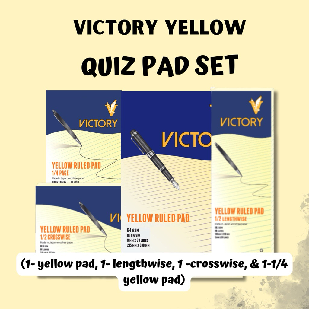 Victory Yellow Pad Paper Set ( 1 whole, 1 crosswise,1 lengthwise,1 1/4 ...