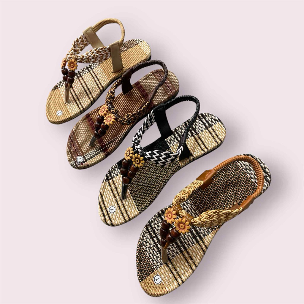 BOHO NATIVE SANDALS W/ WOODEN BEADS COMFORT SUMMER SLIPPERS Footwear ...
