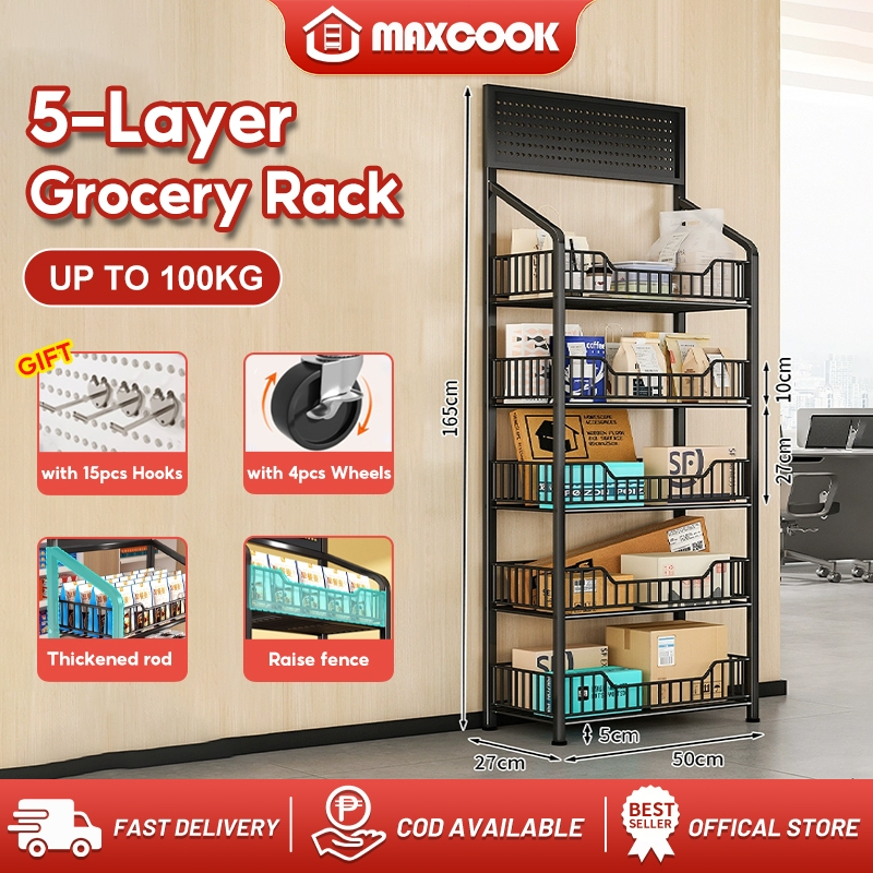 5 Tiers Metal Rack Organizer for Office Parcels and Home Grocery ...