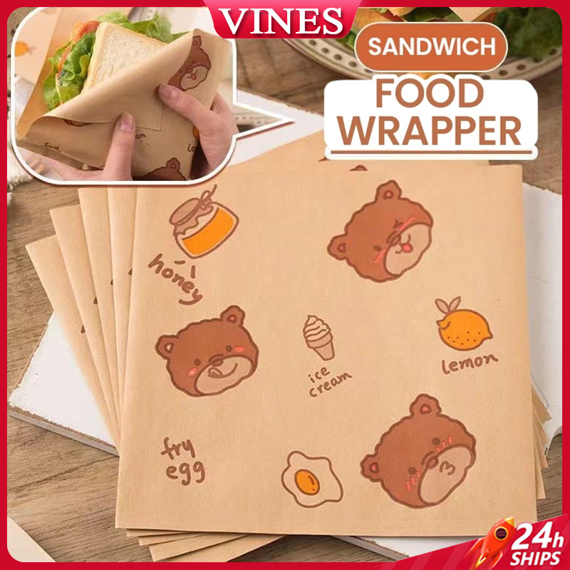 50Pcs/Pack Sandwich Wrapper Greaseproof Paper for Food Burger Pouch ...