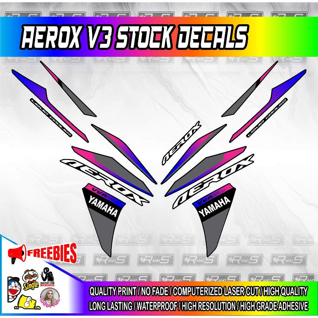 AEROX V3 STOCK DECALS HD PRINT ( MORE COLORS AVAILABLE ) | Shopee ...