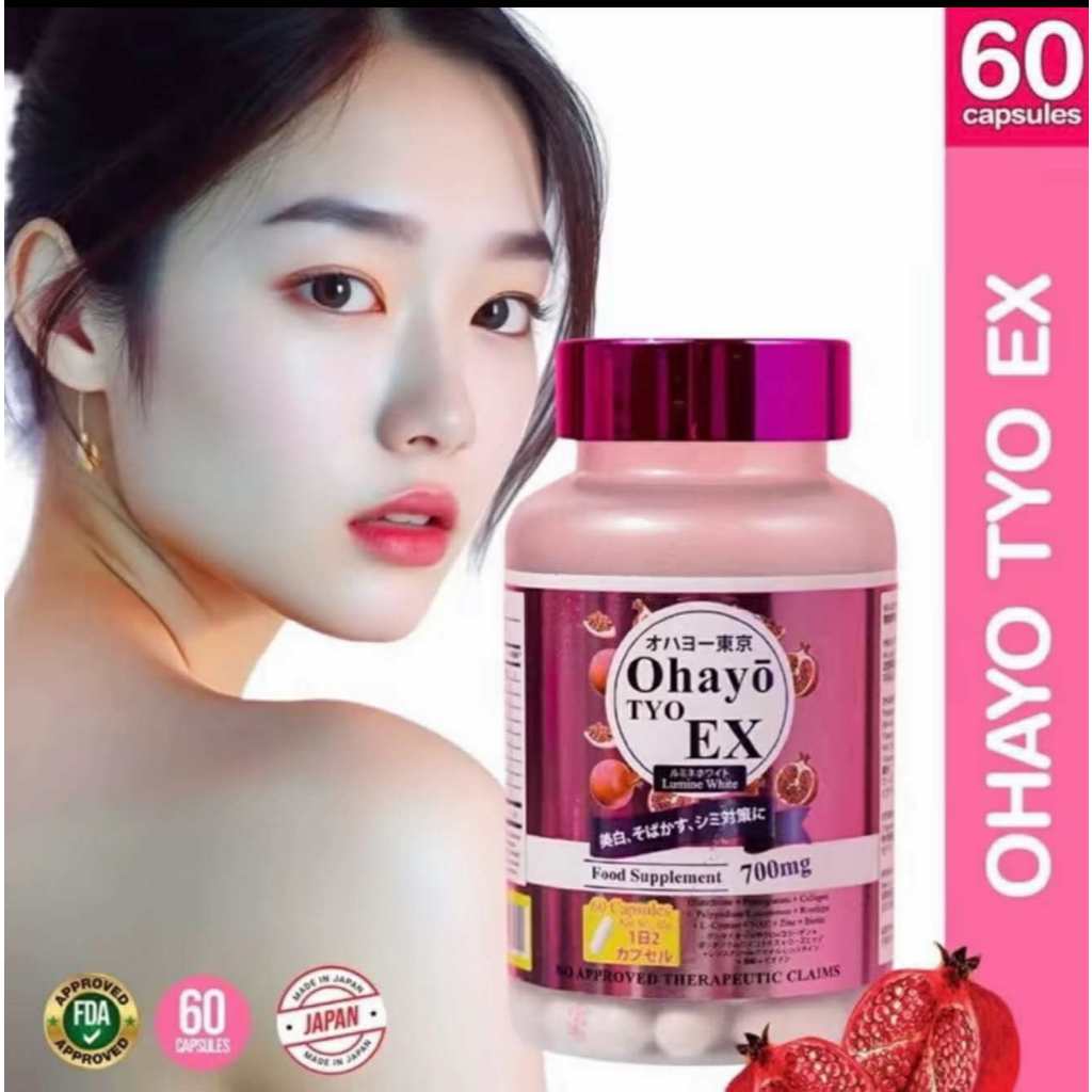 OHAYO TYO EX Lumine White 700mg Food Supplement 60 Capsules/ Bottle ...
