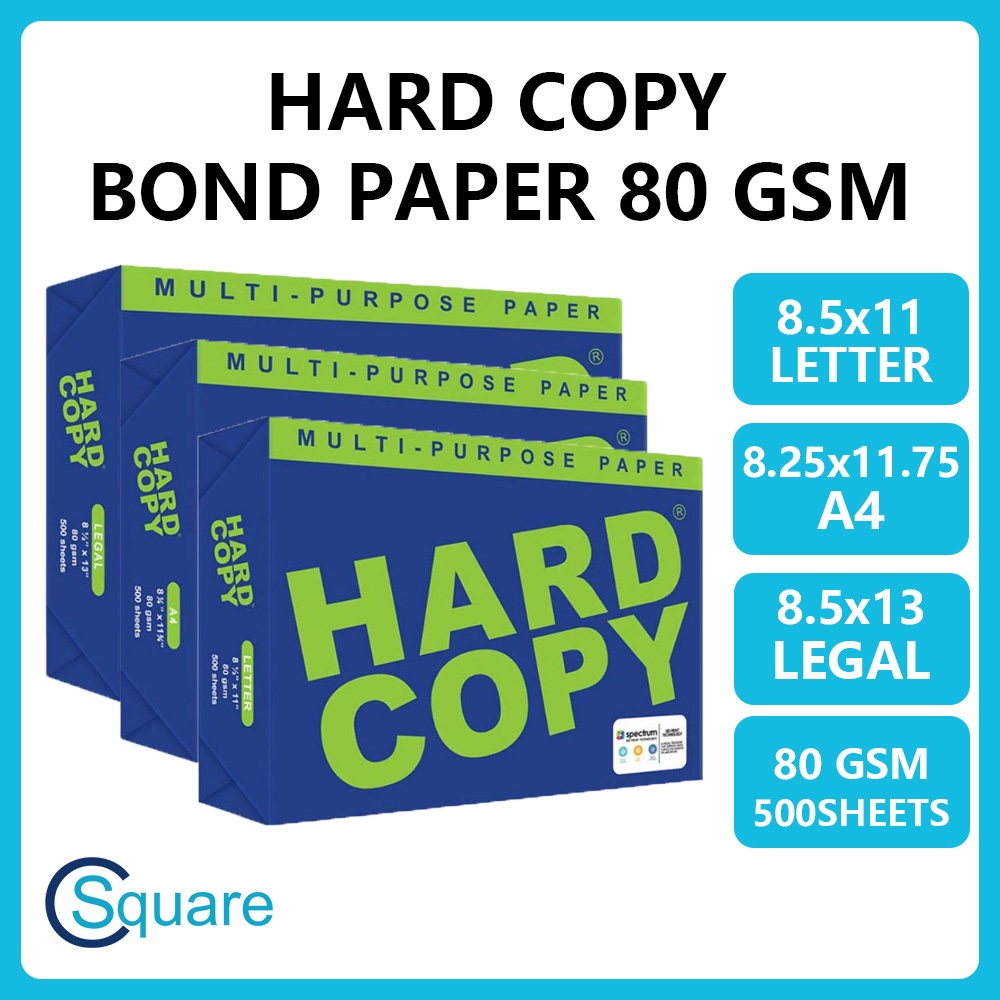 CSQUARE HARD COPY BOND PAPER SHORT / A4 / LONG 80 GSM 500 SHEETS ...