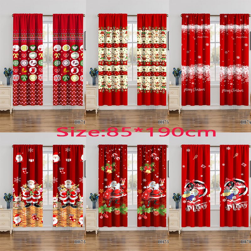 New Curtains Christmas Celebration Party Sale Plain Design Red Kurtina ...