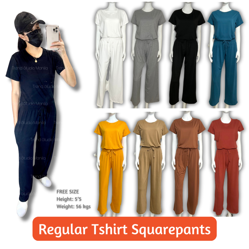 TERNO TSHIRT SQUARE PANTS FREESIZE/ SOLID COORDINATE SET/ PLAIN LOUNGE ...