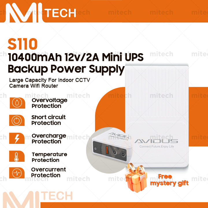 AVIDUS S110 10400mAh 2A Mini UPS Backup Power Supply 5V 9V 12V For ...