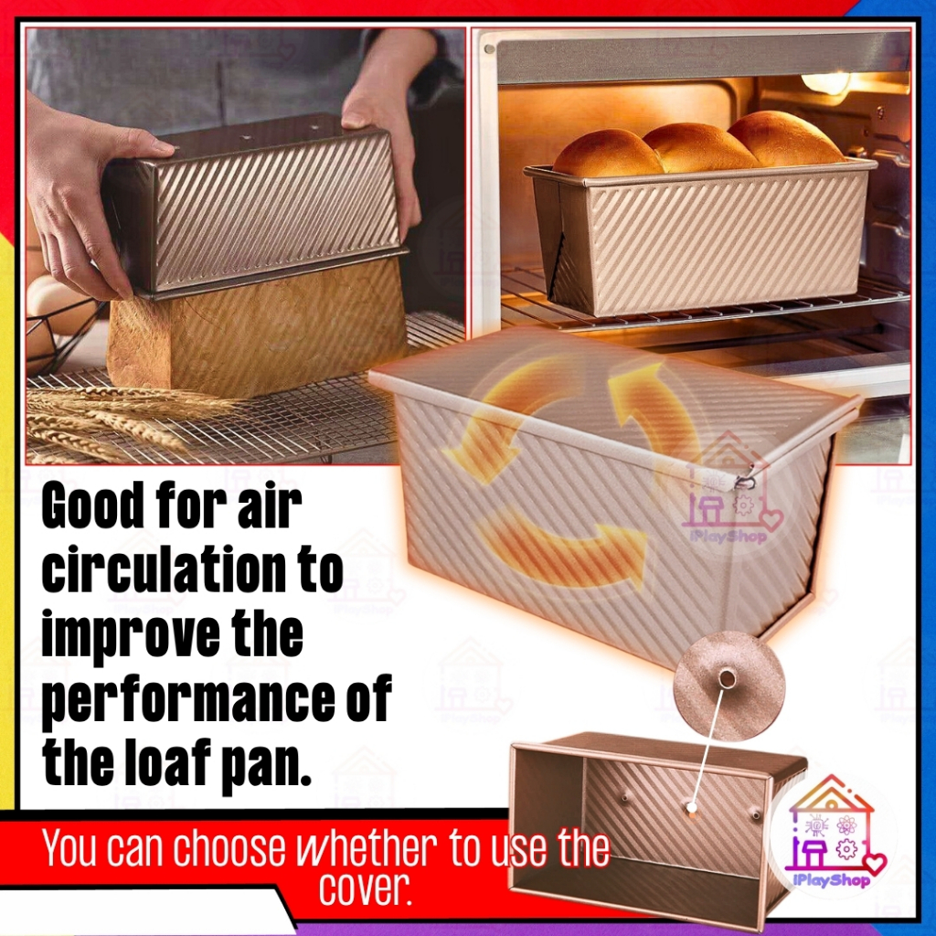 Gold Aluminized Pullman Loaf Pan Molder Nonstick Coat Bread Baking ...