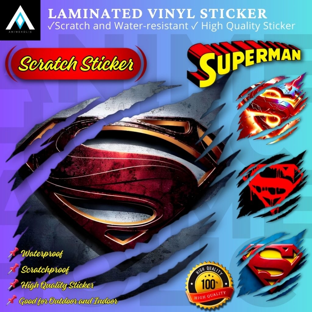 Superman "Scratch Sticker" for Tumbler , Laptop, Motor, Car and more ...