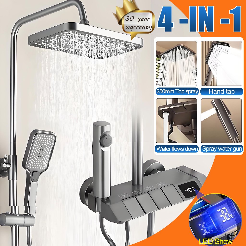 【In Stock】304 SUS 4-in-1 Brass Shower Set - Adjustable 360° Rotating ...
