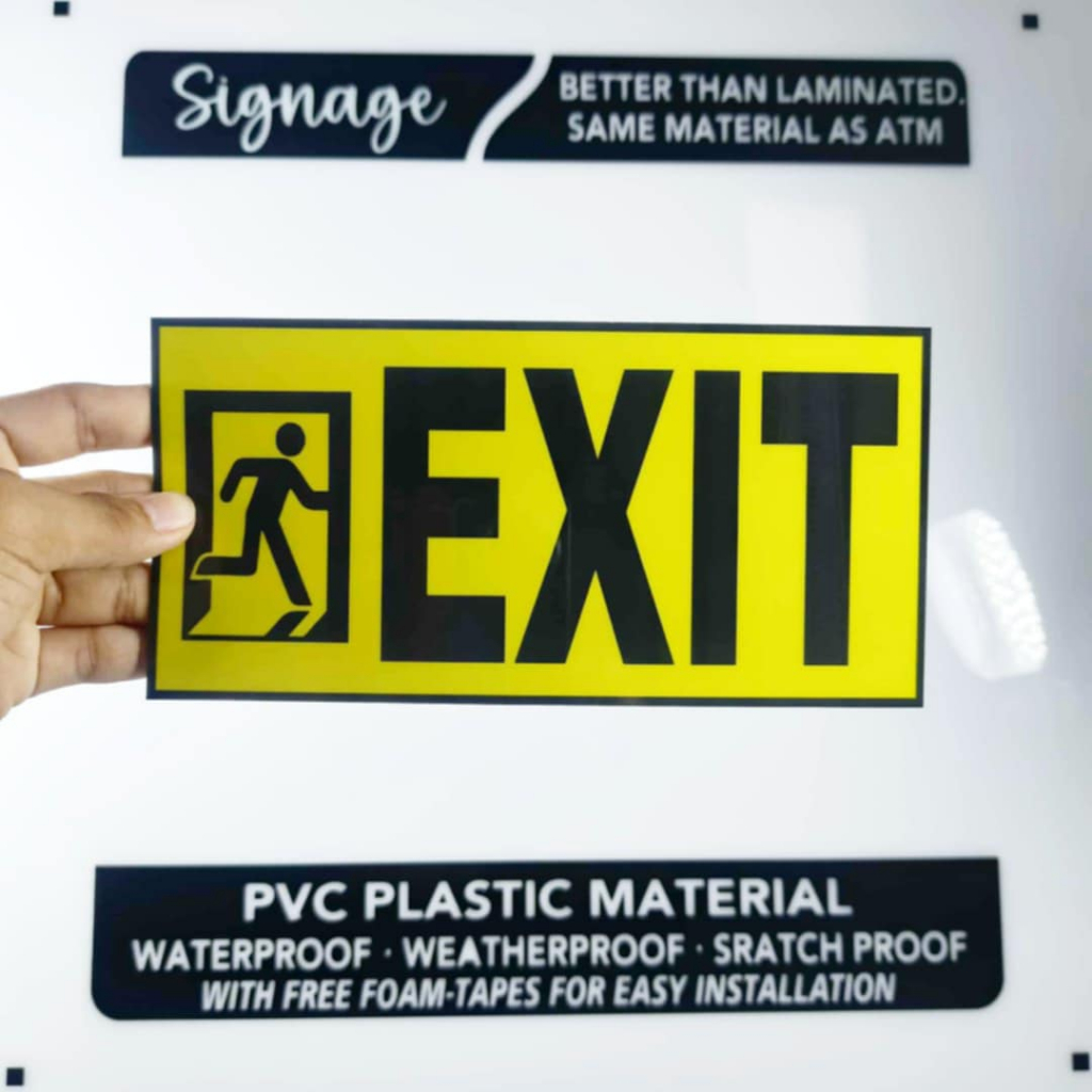 SIGNAGE - EXIT - YELLOW SIGN - PVC PLASTIC MATERIAL SIGNAGE | Shopee ...