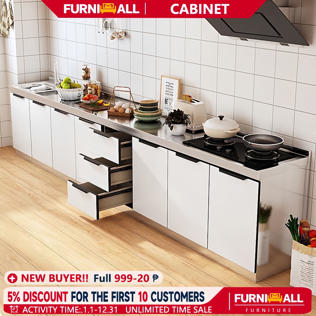 Stainless Steel Kitchen Sink Cabinet Set Simple Gas Stove Storage ...