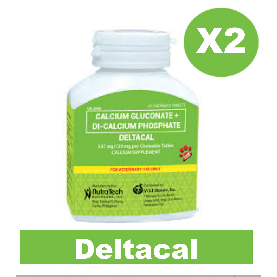 Deltacal Calcium Supplement Chewable Tablet for Pets- 50 Tablets (Set ...