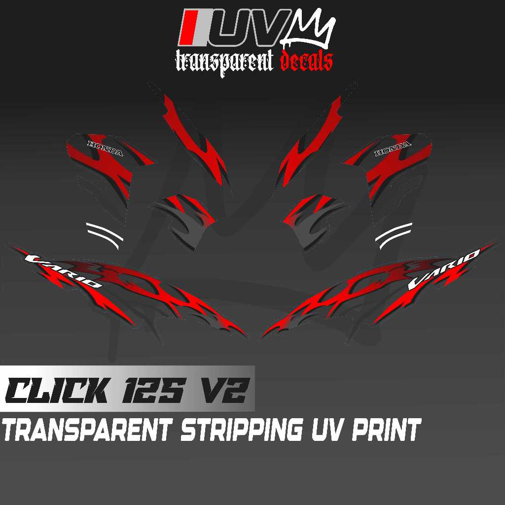 TRANSPARENT UV HONDA CLICK V2 LIMITED DESIGN DETROIT DECALS | Shopee ...