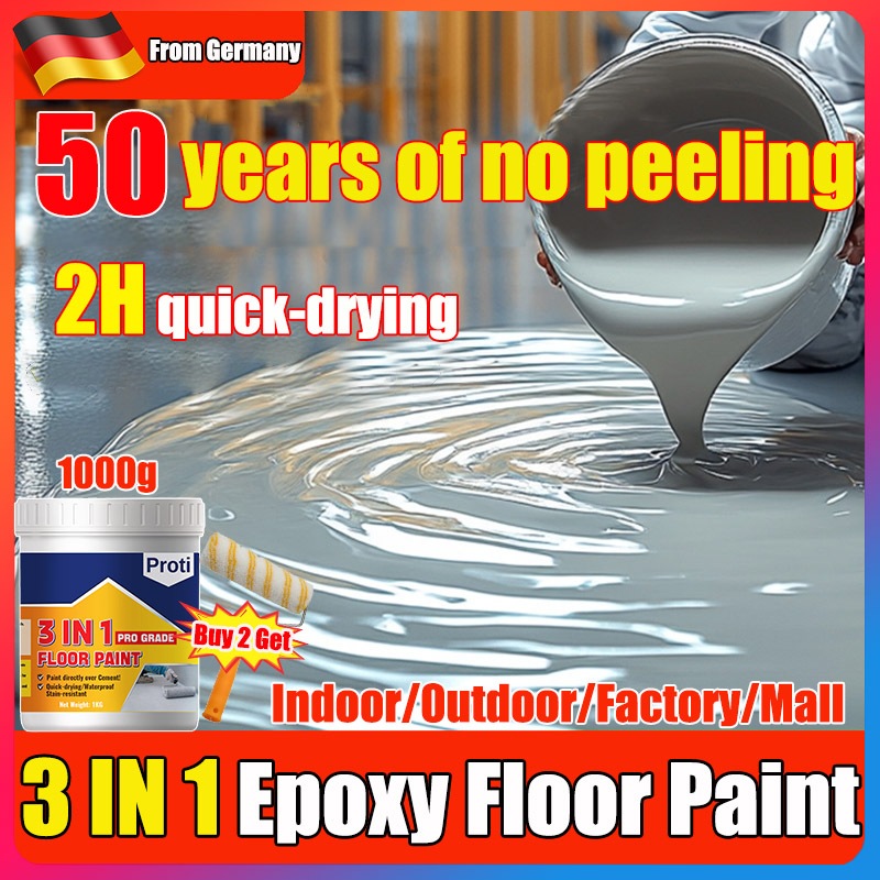 3 In 1 Epoxy Floor Paint 1kg WIth Brush Cement Floor Renovation Outdoor ...