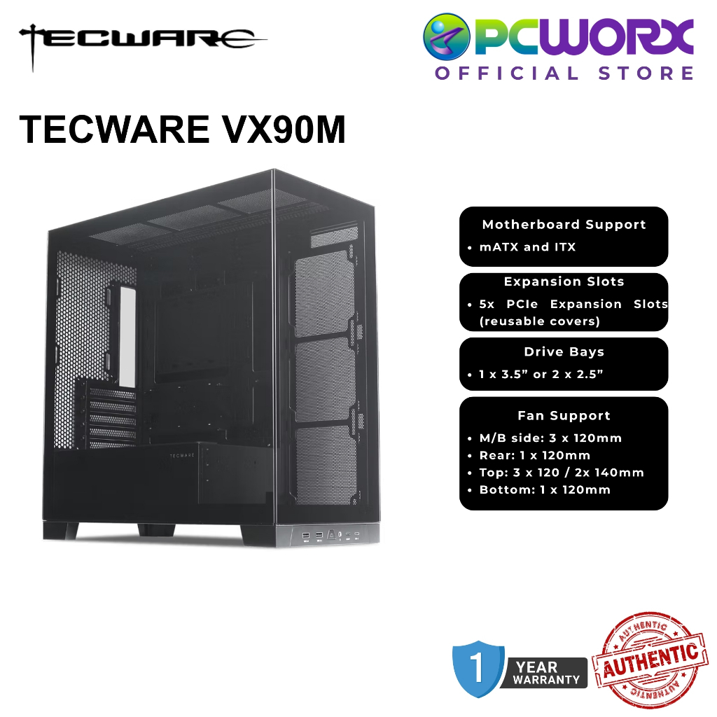 TECWARE VX90M PANORAMIC MATX TEMPERED GLASS CASING | Shopee Philippines