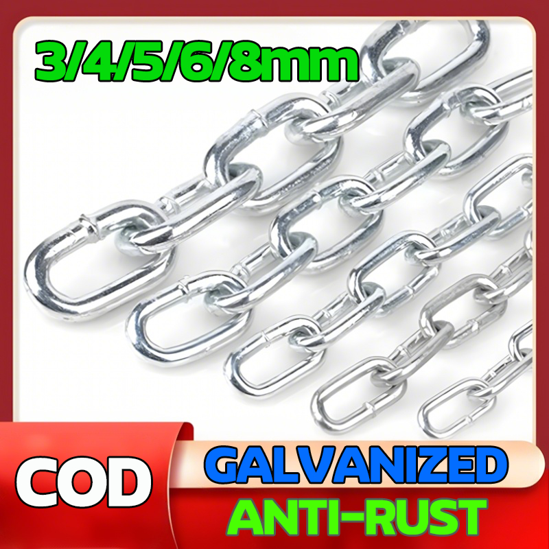 1M LENGTH 3/4/5/6MM Heavy duty Galvanized iron chain kadena Dog Chain ...
