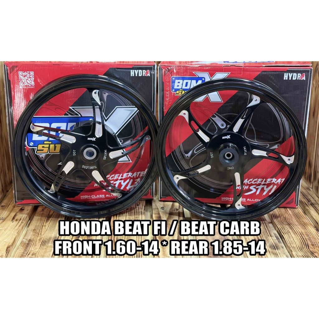 MIOLS1 BRAND NEW BOM X HYDRA CNC MAGS 14s 5 SPOKES HONDA BEAT FI / BEAT ...