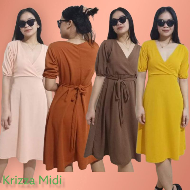 KRIZZA Flare Midi Church Casual Office Dress | Shopee Philippines
